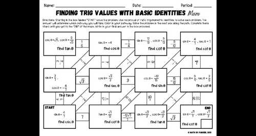 Finding Trig Values with Basic Identities Maze (Print & Digital Activity)