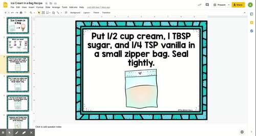 Ice Cream in a Bag Visual Recipe and Sequencing Activity | Special ...