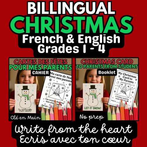 Christmas Card Writing BUNDLE | Holiday Craft & Writing FR/EN | Grades 1–4