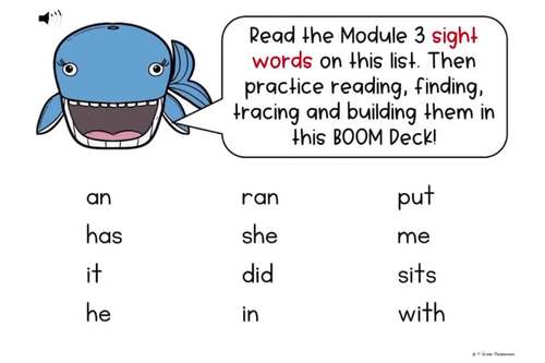 BOOM CARDS™ HMH Into Learning Kindergarten Module 3 Sight Words Ocean Theme