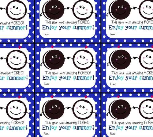 Oreo End of Year (EOY)/ Summer Break Gift Tag- This year was amazing FOREO!