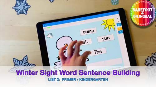 Winter Sight Words Sentence Building - List 2 Winter Boom Cards ...