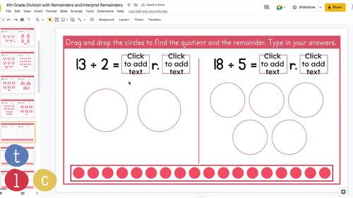Remainders and Interpreting Remainders Digital Resource (4.NBT.B.6, 4 ...