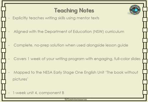 THE BOOK WITH NO PICTURES- English ES1 Unit 4- component B WEEK 1 NSW