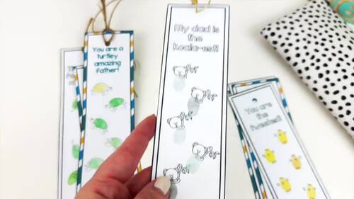 Father's Day Craft - Fingerprint Bookmarks, Printable Gift for Dads
