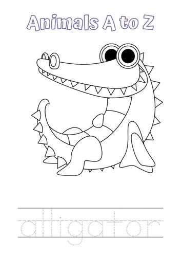 Animals Alphabet A to Z Coloring Worksheet by professional designer