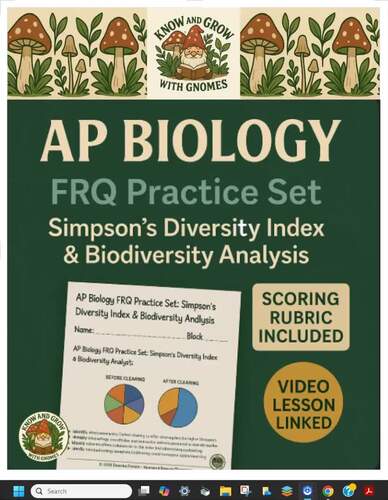AP Biology FRQ Practice Set: Simpson’s Diversity Index & Biodiversity ...