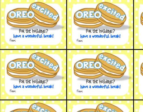 Golden Oreo Christmas/Winter Holiday Gift Tag- Oreo excited for the ...