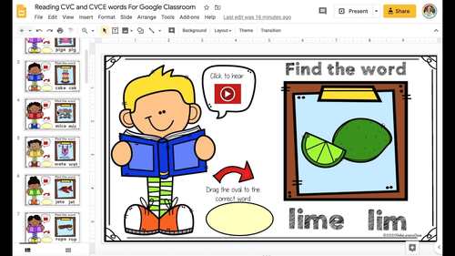 Google Classroom Reading CVCe words Distance Learning by Della Larsen's ...