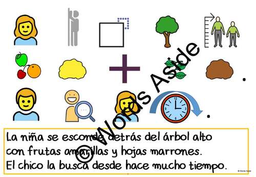 AAC Reading Writing Literacy with Symbols SPANISH by Words Aside