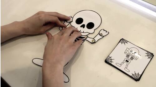 Halloween Move & Match Skeleton Craft & Task Cards by Hope Learning ESL