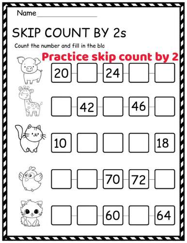 Skip Counting by 2 5 10 Game |Worksheets | 1st & 2nd Grade Math Practice