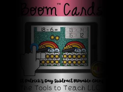 Boom™ Cards St Patrick's Day Subtract Movable Coins to 20 Grades 1st-2nd