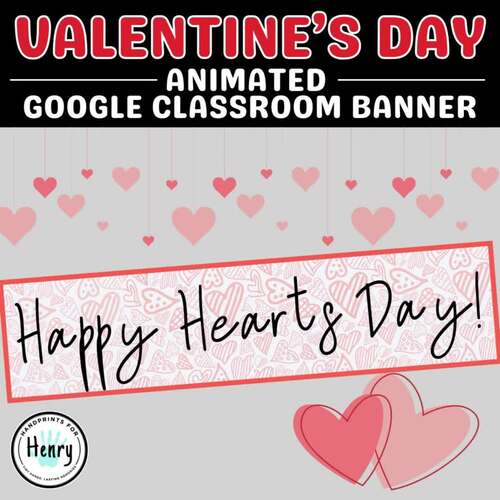 Animated Valentines Day Google Classroom Banner, February Headers GIF