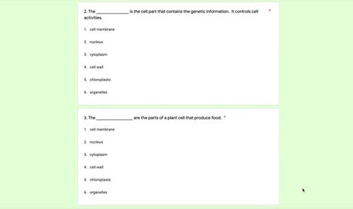 Cells, Classification, and Inherited Traits Test with Google Forms™