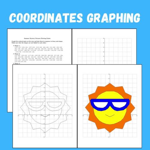 Back To School Summer Coordinates Graphing Creating Pictures Using Math ...