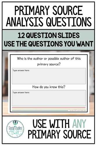 Primary Source Analysis Questions Digital Google Slides™ | TpT