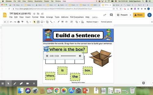 Sentence Building Activity BUNDLE myView Kindergarten Unit 3, Weeks 1-5 ...
