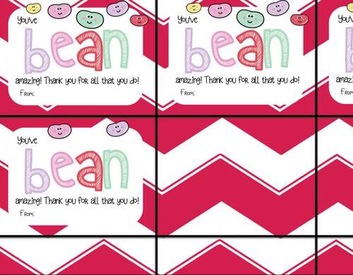 Cute Jelly Beans Teacher/ Staff Appreciation Treat Tag | TPT