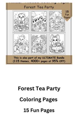 Forest Tea Party Animal-Themed Coloring Pages | Printable Coloring Book ...