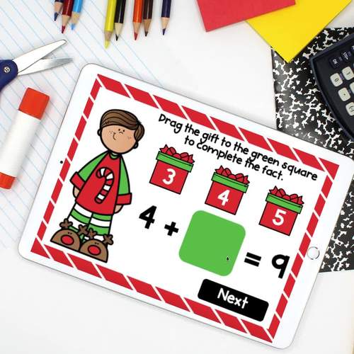 Adding Doubles and Near Doubles Boom Cards | Christmas Themed | TPT