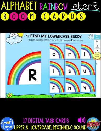 Alphabet practice_Letter R_Rainbow fun_Boom Cards™ by Smart Land Printables