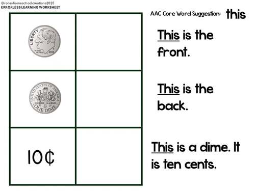 Coins and Dollars | Errorless Learning |Nonverbal Autism |Book and ...