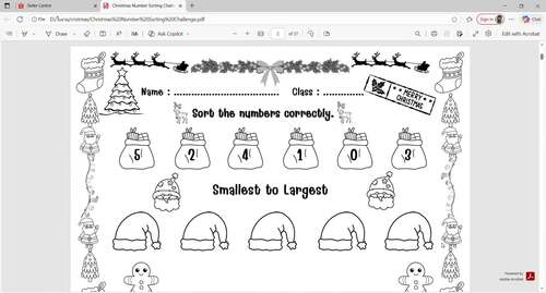 Christmas Number Sorting Challenge (0-9) (Grade 1-3) by chiwden | TPT