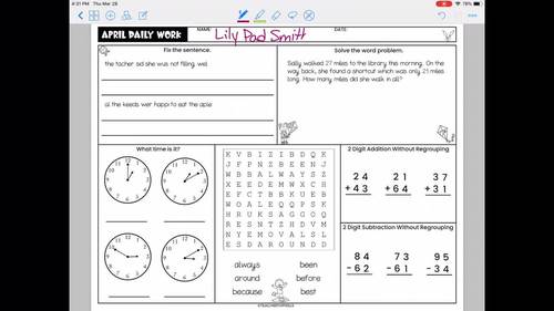 APRIL Morning Work 2nd Grade MATH and ELA PRINTABLES PACKET | TPT