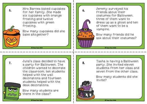 Halloween Word Problem Task Cards with Editable Pages by Jollymum