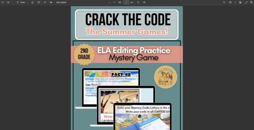 2nd grade ELA End of Year Review, Crack the Code Summer Olympics EOY ...