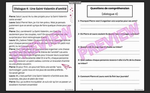 Editable French Valentine’s Day Dialogues/ Emergency Sub Plan / NO PREP ...