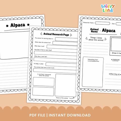 Alpaca Research Project | Animal Science Worksheets & South America ...