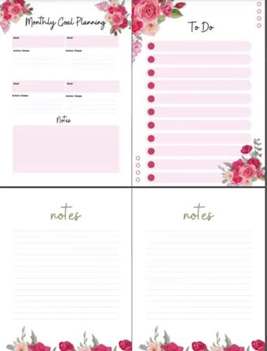 Watercolor Floral Planner - Undated, Teacher / Admin Printable / Digital
