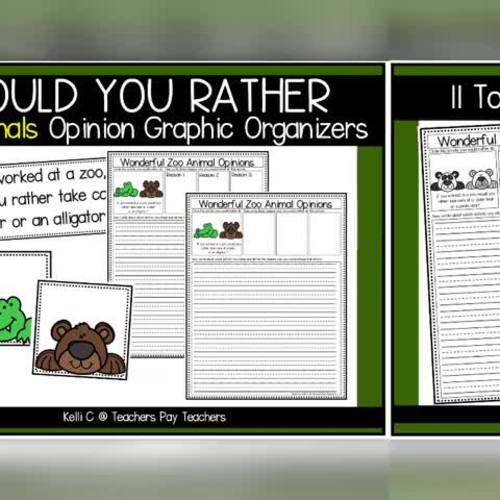 Would You Rather Opinion Writing Prompts and Graphic Organizers Zoo Animals