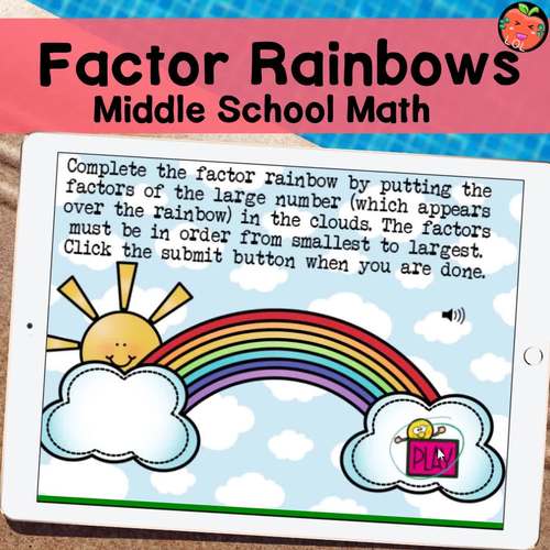 Factor Rainbows BOOM CARDS | Middle school math by LOL - Life of Learning