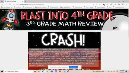 Blast into 4th Grade - 3rd Grade Math Review Digital Escape Room