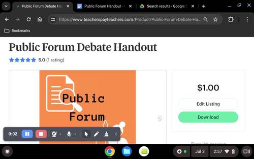 Public Forum Debate Handout by The Drama GOAT | TPT
