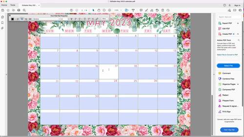 Editable 2023 May Monthly Calendar: Fillable with Acrobat Reader
