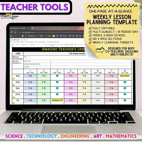 Lesson Planner 2-Pack! Weekly At-A-Glance & Detailed Daily Editable ...