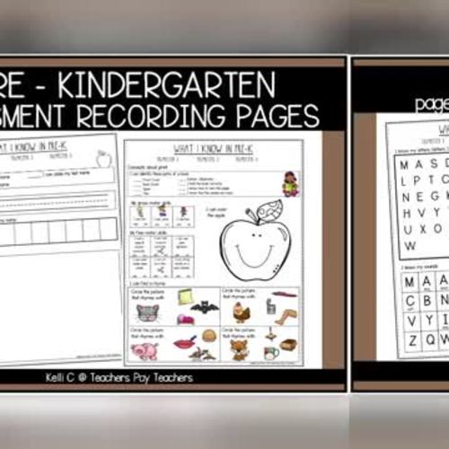 Assessment Forms and Recording Pages for Pre K Kindergarten Pre Assessment