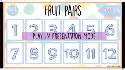Fruit Pairs Matching Game for PowerPoint a Fun and Interactive Digital Game
