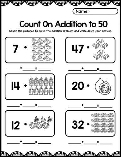 Counting On Addition Strategy Worksheets to 50 | Counting On Addition ...