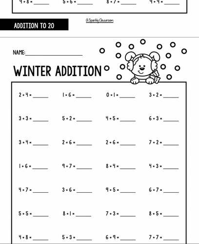 1st Grade Winter Addition Worksheets by A Sparkly Classroom | TPT