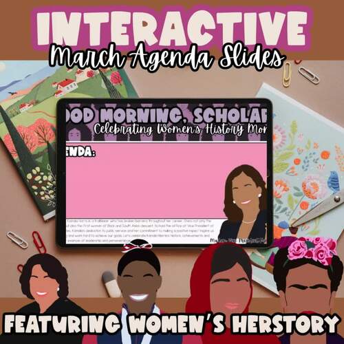 Women's History Bulletin Board and Agenda Slides Bundle by Melanated Magic