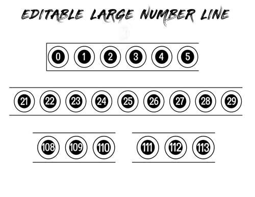 Printable Black and White Large Number Line, Editable Number Line Wall ...