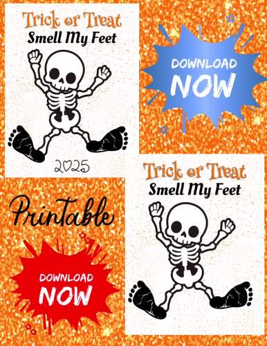Trick or Treat Smell My Feet Footprint Craft Halloween Skeleton Art for ...