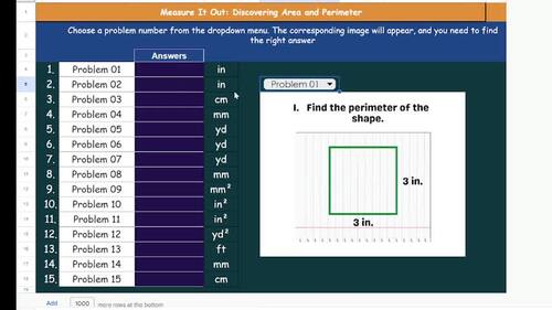 Area and Perimeter Digital Activity Math Center Self-Checking Geometry ...