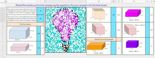 Digital Math Pixel Art Mystery Picture 5th Grade TEKS 5.6.A 5.6.B - Volume