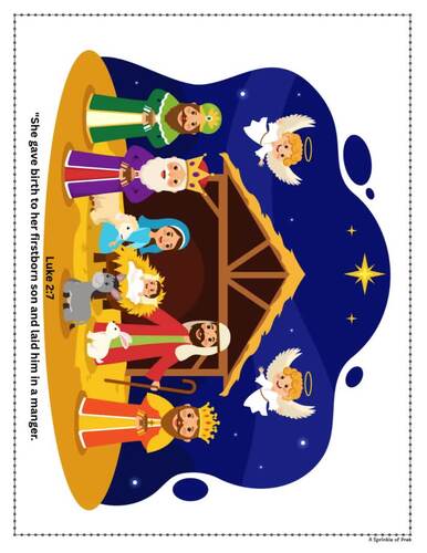 Nativity Scene Cut & Paste Craft | Christmas Bible Coloring & Bible Verses